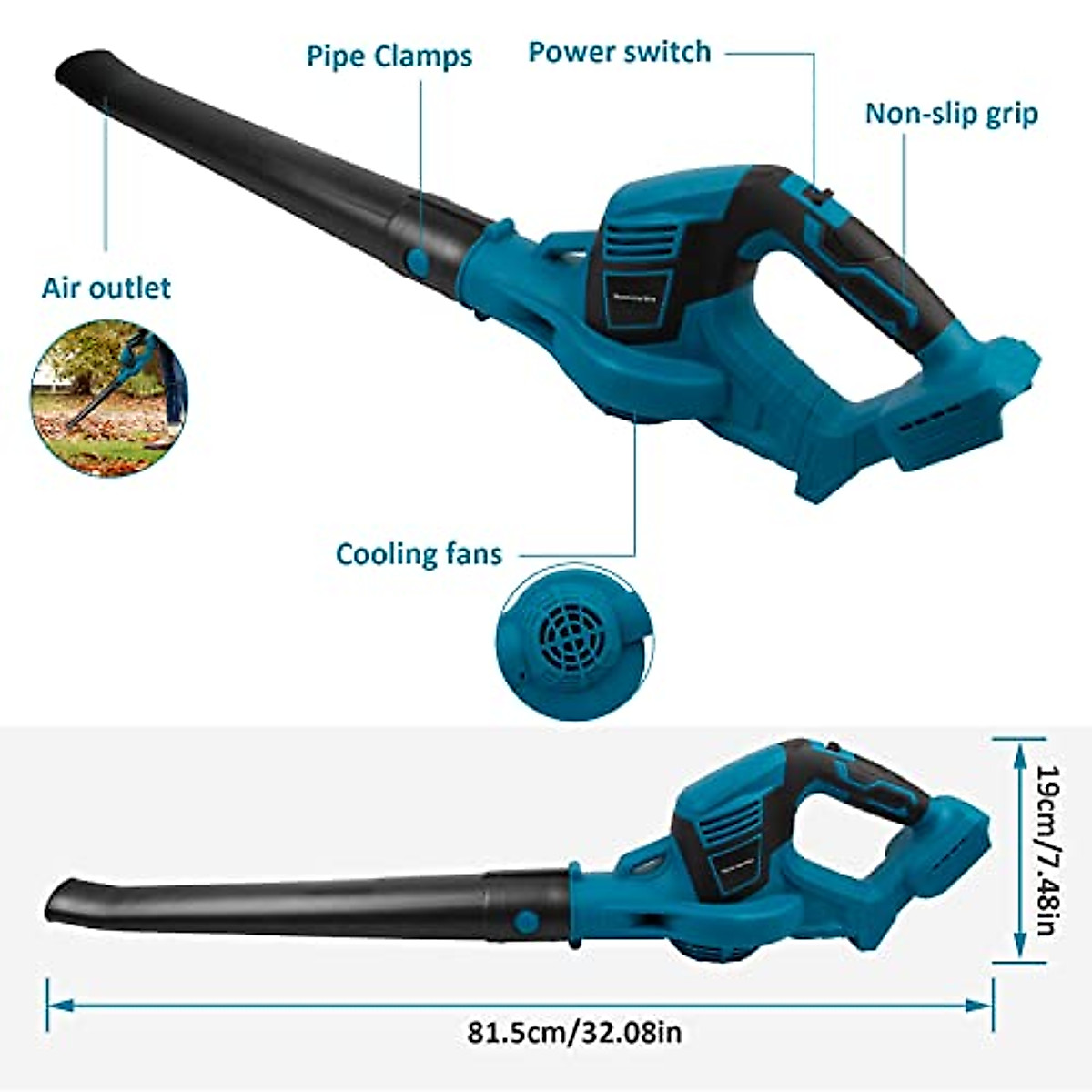 ARyee 18V Cordless Leaf Blower, Electric Leaf Blower with 5.0Ah Battery and Fast Charger, Lightweight Powerful Blower Battery Operated for Lawn Care, Snow Blowing