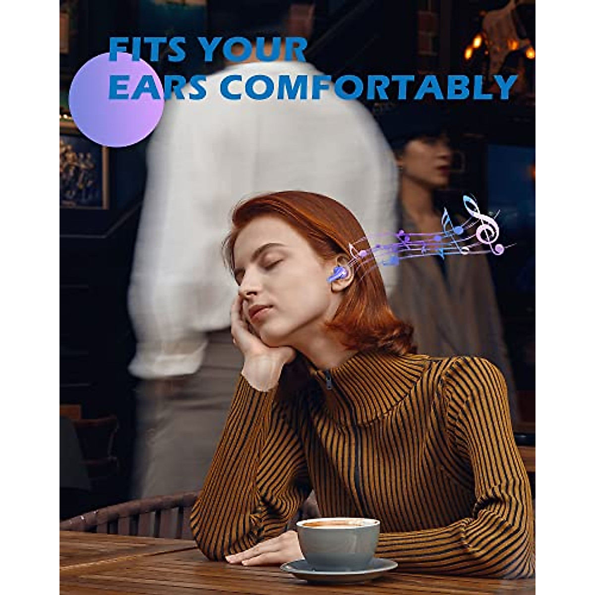 ORIbox Wireless Earbuds, Ear Buds Bluetooth 5.3 with Microphone, Deep Bass, IPX7 Waterproof Loud Voice Sport Earphones with Charging Case for Outdoor Running Gym Workout (Purple)