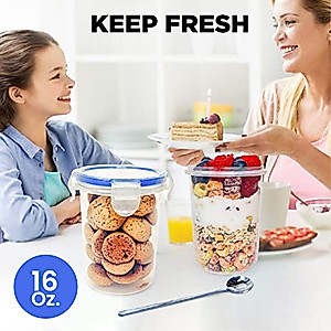 Overnight Oats Container with Lids (Set of 4) plus the Spoon - Perfect for meal prep and breakfast on the go, Oatmeal Container To-Go, Overnight Oats Containers With Lids, Overnight Oats Jars, Microwave Safe BPA Free