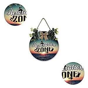 JINGBOW Hot Tub Wood Sign,Relaxation Zone,Rustic Round Sign For Front Door,Farmhouse,Garden,Yard,Porch,Home Indoor Outdoor Signs,Man Cave,Bathroom,Restroom Wall Decor