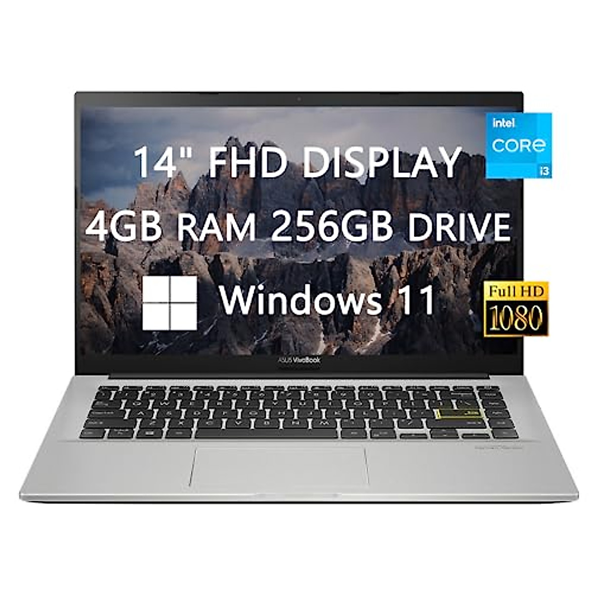 ASUS - Vivobook Laptop, 14" FHD Display, Intel 10th Gen i3-1005g1 Processor, X413JA- 211.VBWB, 4GB RAM, 256GB(128GB SSD+128GB Card), Windows 11 Home, Fast Charge, Bluetooth, White, LIONEYE HDMI Cable