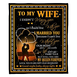 Personalized Couple Fleece Sherpa Blanket to My Wife from Husband Still You are My Queen Forever Couple Kissing On Sunset Premium Throw Blanket Customized Wife Gifts for Valentine Anniversary