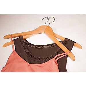 Topline Classic Wood Shirt Hangers - Natural Finish (10-Pack)