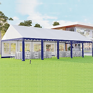 MFSTUDIO 16'x32' Party Tent, Outdoor Heavy Duty Party Tents with Removable Sidewalls, Large Canopy Tent Shelter for Outdoor Events Wedding Birthday, Blue