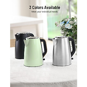 Electric Kettle, Paris Rhone 1.7L Electric Kettles for Boiling Water, Stainless Steel Hot Water Boiler Heater, BPA-Free, Auto Shutoff, Boil-Dry Protection, LED Indicator, Coffee and Tea, Silver
