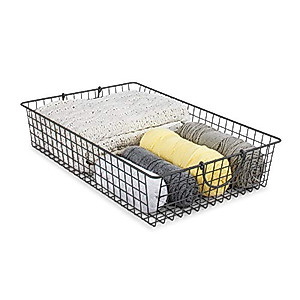 Spectrum Stowaway Wire Large Basket (Industrial Gray) - Storage Bin & Décor for Bathroom, Closet, Pantry, Under Sink, Toy, Shelf, Kitchen, & Nursery Organization