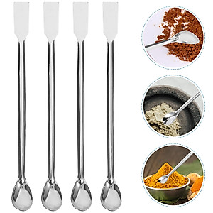 5pcs Lab Spoons Lab Spatula, Stainless Steel Lab Spatula Sampling Spoons Laboratory Scoops Lab Mixing Spatulas, Length 20CM