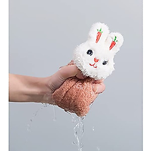 VSER 4 Pack Hanging Hand Towels for Bathroom&Kitchen,Ultra Thick Hand Towel with Hanging Loop,Cute Child/Kids Microfiber Rabbit Hand Towels.Soft,Absorbent,Fast Drying,Reusable,Stylish&Attractive