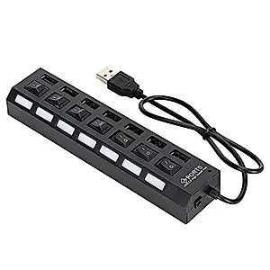 125 7-Port USB Hub Splitter,480Mbps High-Speed USB Port Expander Charging Hub,Overload Current Desktop Hub with 7 Power Independent Switches