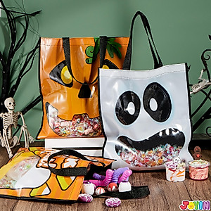 JOYIN 3 PCS Halloween Large Tote See-through Bags 22.5” x 13.75” Grocery Tote Trick or Treat Grocery Goody Bags for Trick or Treating, Grocery Shopping and More