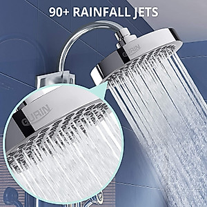 GURIN Shower Head High Pressure Rain, Luxury Bathroom Showerhead with Chrome Plated Finish, Adjustable Angles, Anti-Clogging Silicone Nozzles (California 1.8 GPM)