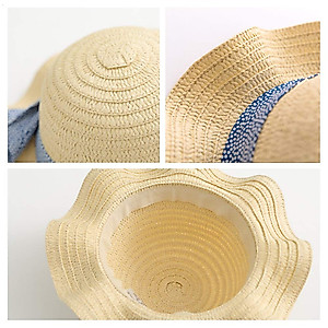 Spring/Summer Cotton Baby Girls 's Outdoor Bowknot Sun Hat/Beach Hat (18.5 in(47 cm)/6-12 Months, Straw hat)