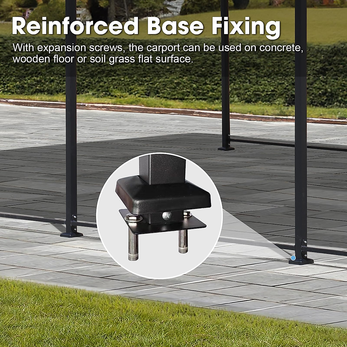 COBANA Metal Carport, 12X20 FT Heavy Duty Carport Canopy with Steel Roof and Frame, Car Shelter Garage for Pickups, Cars, Boats and Tractors