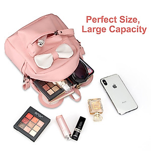 Dksyee Pink Small Cute Backpacks for Girls Bowknot Leather Cartoon Mouse Ears Mini Travel Backpack Convertible Shoulder Daypack…