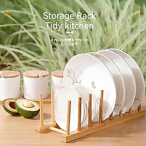 Bamboo Dish Drying Rack, Plate Rack Holder, Kitchen Organizer for Dish/Cup/Plate/Book/CD...