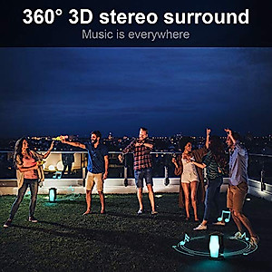 Onforu Outdoor Bluetooth Speakers Waterproof, True Wireless Stereo Lantern Speaker with RGB LED Lights, 2 Pack 50W Led Flame Speaker, Dual Pairing, 20H Playtime, Enhanced Bass for Patio Garden Decor