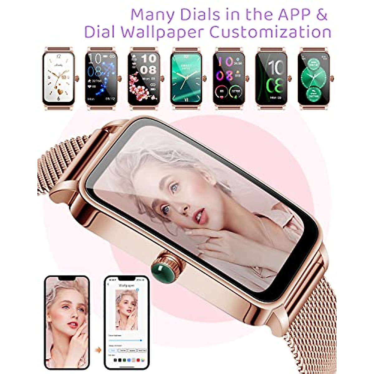 BOCLOUD Smart Watch, Smart Watches for Women Men, iPhone Android Smart Watch with Blood Oxygen/Heart Rate/Sleep Monitor, IP68 Waterproof Fitness Tracker with 12 Sport Modes(Gold)