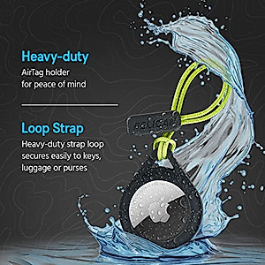 Pelican Protector AirTag Holder - AirTag Keychain w/ Rugged Strap Loop [Impact Resistant] [Travel Essentials] - Protective Apple AirTag Case for Dog Collar, Backpack ,Keys ,Luggage -Black/Yellow