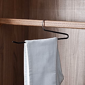 SHIMOYAMA Open Ended Pants Hangers, 5 Pack, Single Rod Trouser/Slack Hangers, Semi-Open Space-Saving Pant Hanger for Jeans, Black