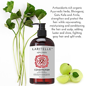 Laritelle Organic Anti-Thinning Conditioner | Fortifying, Strengthening & Rejuvenating | Prevents Hair Loss and Shedding, Promotes New Hair Growth | Ayurvedic Herbs, Lavender, Ginger, Rosemary