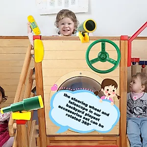 Restroma Playground Accessories Swingset Steering Wheel Plastic Telescope Telephone Swingset Phone Toy for Kids Outdoor Playground Backyard Treehouse