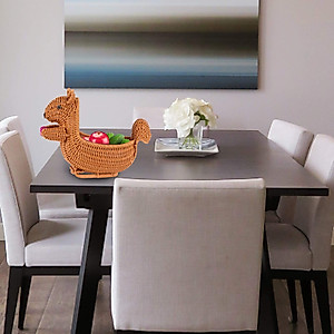 CIYODO 1pc Bowl Holder Natural Bowls Decorative Squirrel Container Decoration Basket Decor Desk Bread Bedroom Household Dish Woven Figurine Kitchen Chips Vegetables Wallet Treat Brown