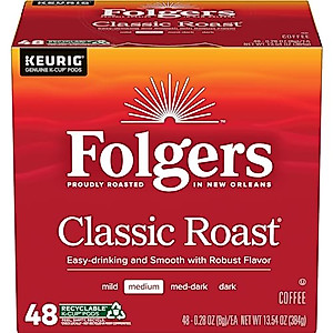Folgers Classic Roast Medium Roast Coffee, 192 Keurig K-Cup Pods