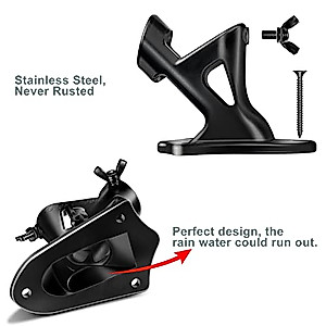 Geek Cheers 304 Stainless Steel Flag Pole Holder, Heavy Duty Flag Pole Bracket for 1.02 inch Flag Pole with 2 Positions Wall Mount, Blad Drill Bit Included Rust Free Flag Pole Mount Black