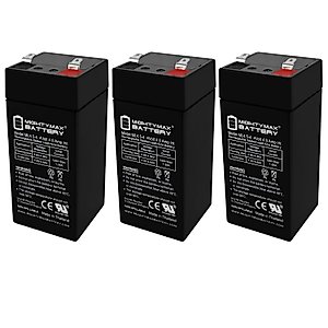 Mighty Max Battery 4 Volt 4.5 Ah SLA Replacement Battery for Leoch LP4-4.5 - 3 Pack