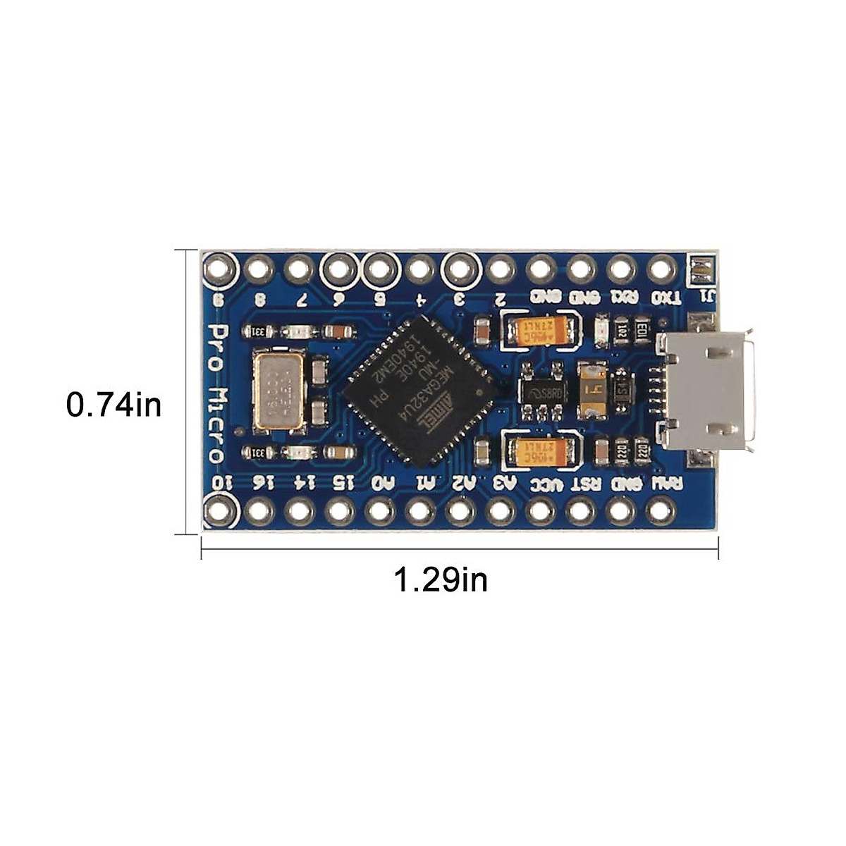 AITRIP 2PCS Pro Micro ATmega32U4 5V 16MHz Micro-USB Development Module Board with 2 Row pin Header Compatible with Arduino Leonardo Replace ATmega328 Pro Mini
