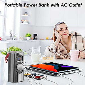 POWSTREAM 24000mAh Portable Power Bank with AC Outlet 120W Peak Portable Power Station with LED Flashlight, Fast Charging Laptop AC Power Bank Outlet for Home Backup Outdoor Emergency RV Van Hunting