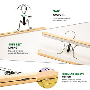 Nature Smile Wooden Clamp Pants Skirt Hair Extension Hangers(20Pcs Natural)