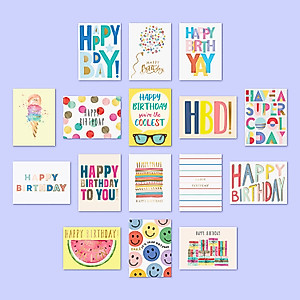 S&O - 50 Birthday Happy Birthday Cards with Envelopes and Birthday Card Assortment Box. Variety Set of Assorted Birthday Cards with Envelopes, Bulk Greeting Cards Assortment