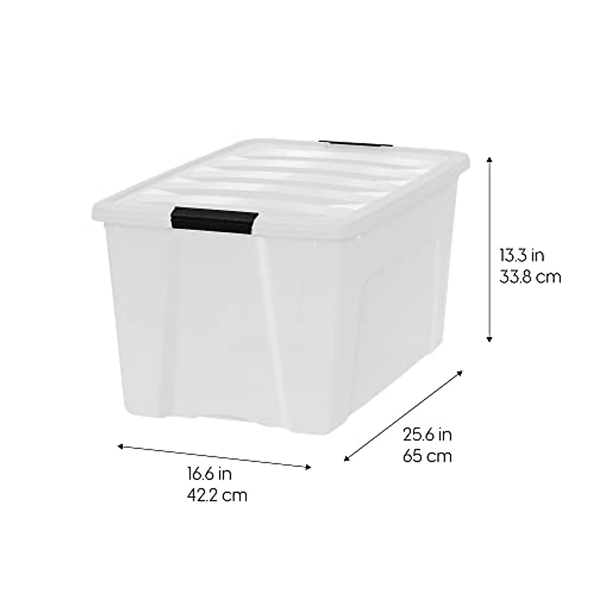 IRIS USA 72 Qt Stackable Plastic Storage Bins with Lids, 4 Pack - BPA-Free, Made in USA - Discreet Organizing Solution, Latches, Durable Nestable Containers, Secure Pull Handle - Pearl