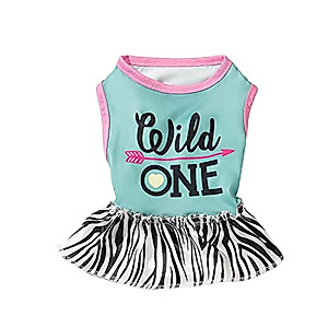 Pet Clothes Breathable Letter Printing Fashion Skirt Hem Soft Crew Neck Dress Up Polyester Puppy Cute Print Skirt for Outdoor Pet