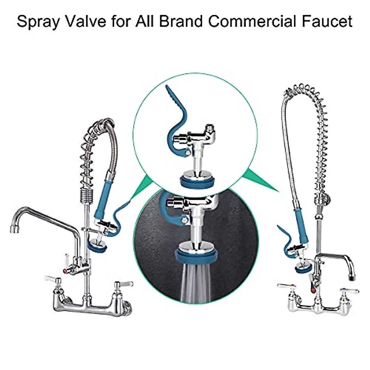 KWODE Blue Pre Rinse Spray Valve for All Brand Commercial Kitchen Sink Faucet Sprayer Replacement Part High Pressure 1.42gpm Water Flow Dish Sprayer