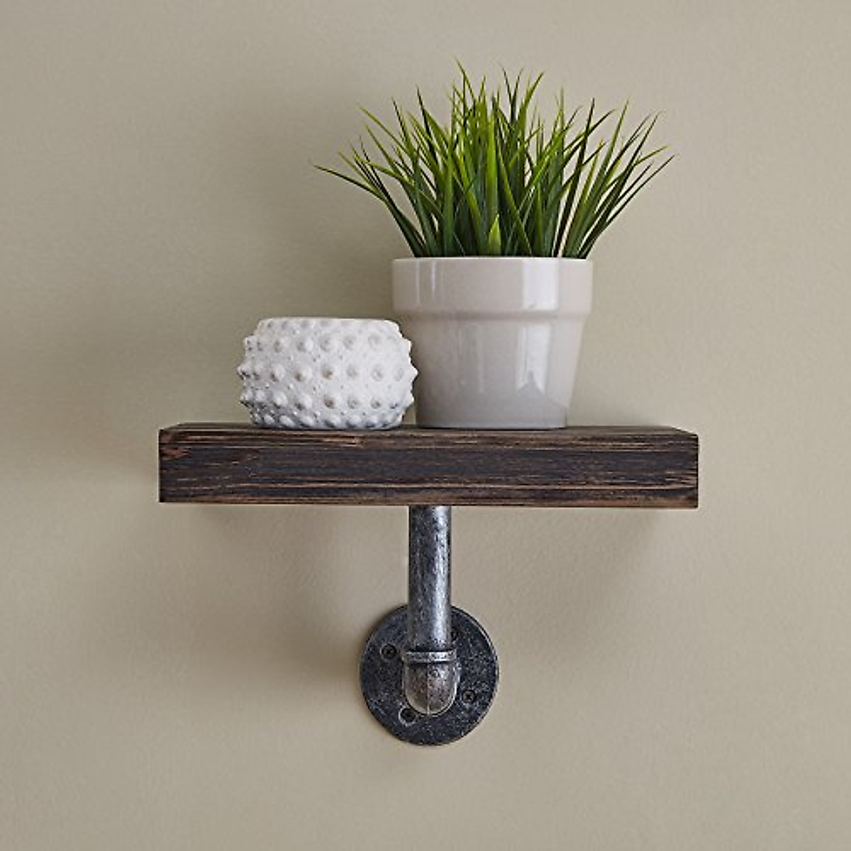 Danya B. Floating Pipe Industrial Rustic Shelves – Wall Mount – - Ebony - (Set of 2)