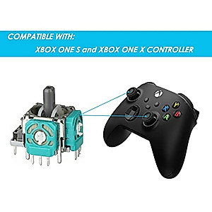 Replacement Thumbsticks for Xbox One S/X Controller, 4pcs 3D Joystick Parts Analog Caps with Repair Tools Kit, T6 T8 T10 Screwdriver Compatible with Xbox One S/X Controller