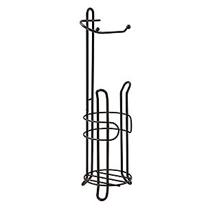 SunnyPoint Bathroom Toilet Tissue Paper Roll Storage Holder Stand with Reserve, The Reserve Area Has Enough Space to Store Mega Rolls; Coating Bronze