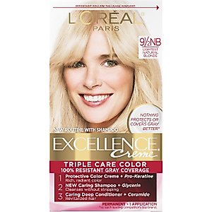 L'Oreal Paris Excellence Creme Permanent Triple Care Hair Color, 9.5NB Lightest Natural Blonde, Gray Coverage For Up to 8 Weeks, All Hair Types, Pack of 1