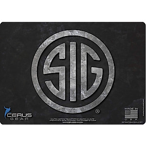 SIG Logo 5 PC EDOG Cerus Gear Heavy Duty Pistol Cleaning 12x17 Padded Gun-Work Surface Protector Mat Solvent & Oil Resistant & 3 PC Cleaning Essentials & Clenzoil, Made in The USA