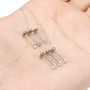 Hnxnskt Threadless Push in Nose Rings Studs Surgical Steel Medusa Piercing Jewelry Lip Rings Labret Monroe Tragus Helix Cartilage Earrings Studs for Women Men 20G 10MM Bar Length