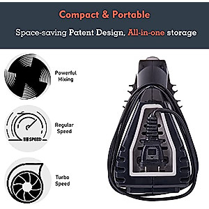 Hand Mixer, MOSAIC Handheld Cake Mixer Electric, 3 Speed Powerful Mixer for Egg White Cream Whipping Mixing Cookies, Brownies, Dough, 4 Stainless Steel Accessories Cord & Attachments Storage