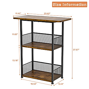 Eyteenokk Floor Standing Freestanding Whiskey Rack: 3 Tier Wine Rack Mini Bar Table Corner Wine Bottle Display Stand Liquor Cabinet Bar, for Bottles,Cocktail Shaker,Mugs