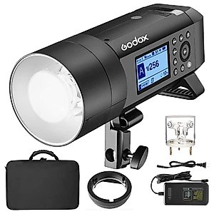 Godox AD400 Pro All-in-One Outdoor Flash, 400W 2.4G Wireless X System TTL Strobe Light, 1/8000 HSS Flash Monolight,390 Full Power Pops, 0.01-1s Recycle Time, 30w LED Modeling Lamp