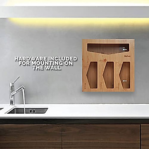 HAUSTUFF Bamboo Ziplock Bag Organizer, Gallon Bags Storage Organizer for Kitchen Pantry, Bamboo Drawer Baggie Organizer for Food Storage - No Assembly Needed