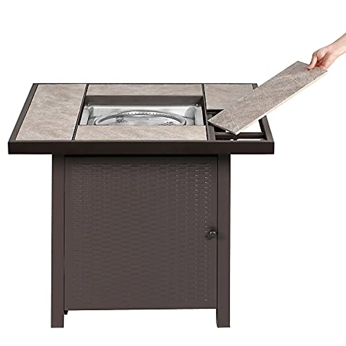 BALI OUTDOORS 32-Inch Outdoor Propane Gas Fire Pit Table, 50,000BTU FirePit, Brown