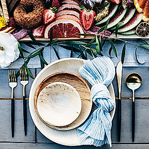 brheez Palm Leaf Plates 25 Ct (12 Inch) - Eco Friendly, Compostable & Biodegradable - Elegant Bamboo Look Disposable Party Plates are Heavy Duty and More Environmentally Friendly than Paper Plates