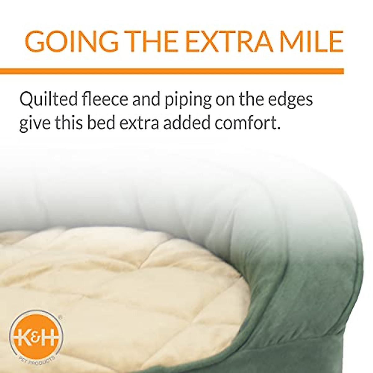 K&H Pet Products Deluxe Ortho Bolster Sleeper Pet Bed Large Green Paw Print 40"