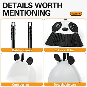 SB Broom with Dustpan Combo Set for Office, Indoor&Outdoor Sweeping,Broom and Dustpan Set,Broom Set for Household Cleaning,Cute Panda